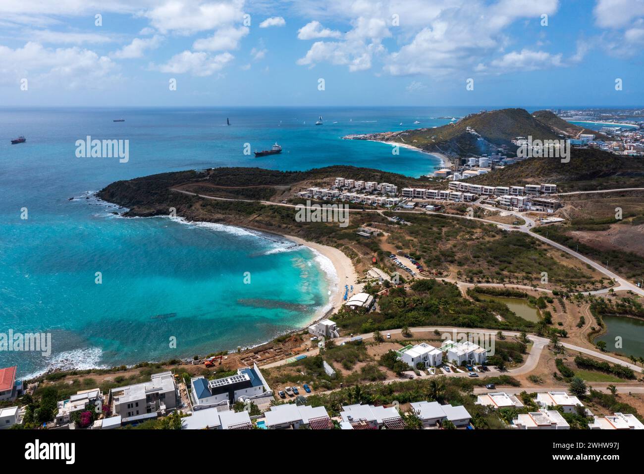 An aerial view of Indigo Bay, Sint Maarten Stock Photo - Alamy