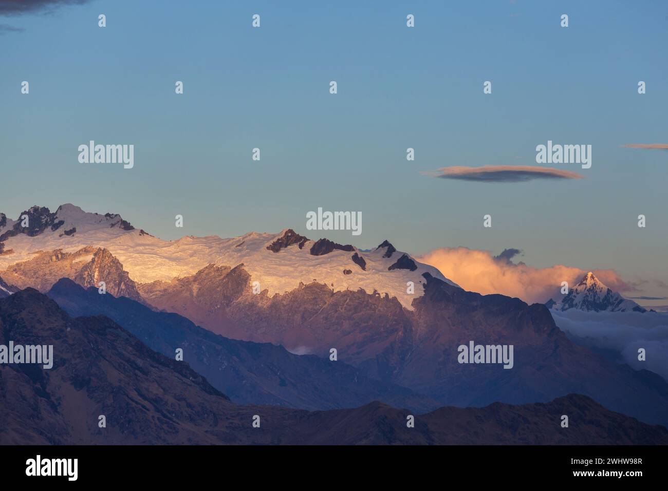 Hiking in the fantastic landscape of the Peruvian high mountain Andes ...