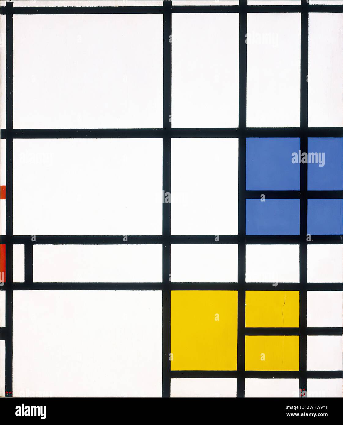 Piet Mondrian - Composition n° XI avec bleu, rouge et jaune Stock Photo ...