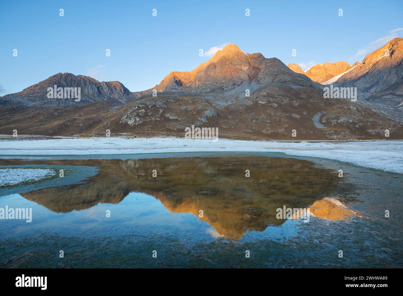 Hiking in the fantastic landscape of the Peruvian high mountain Andes ...