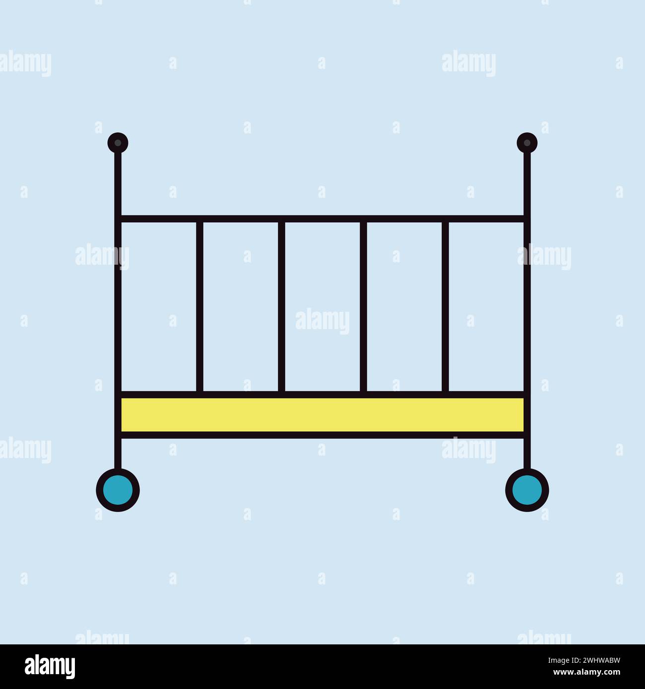 Classic wooden baby crib isolated vector icon. Graph symbol for ...