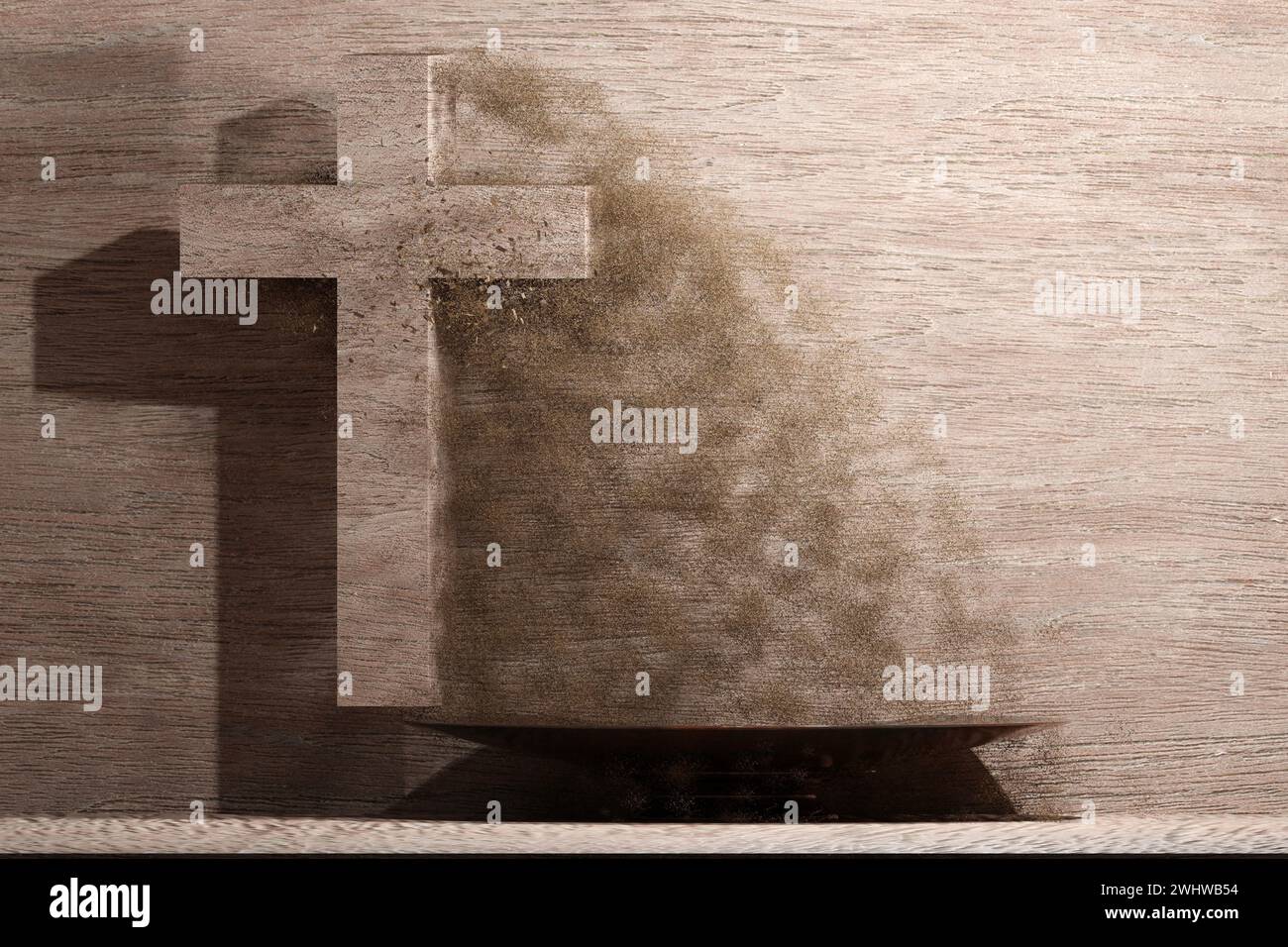 Ash Wednesday. Lent. Religious cross with ashes on wooden background ...