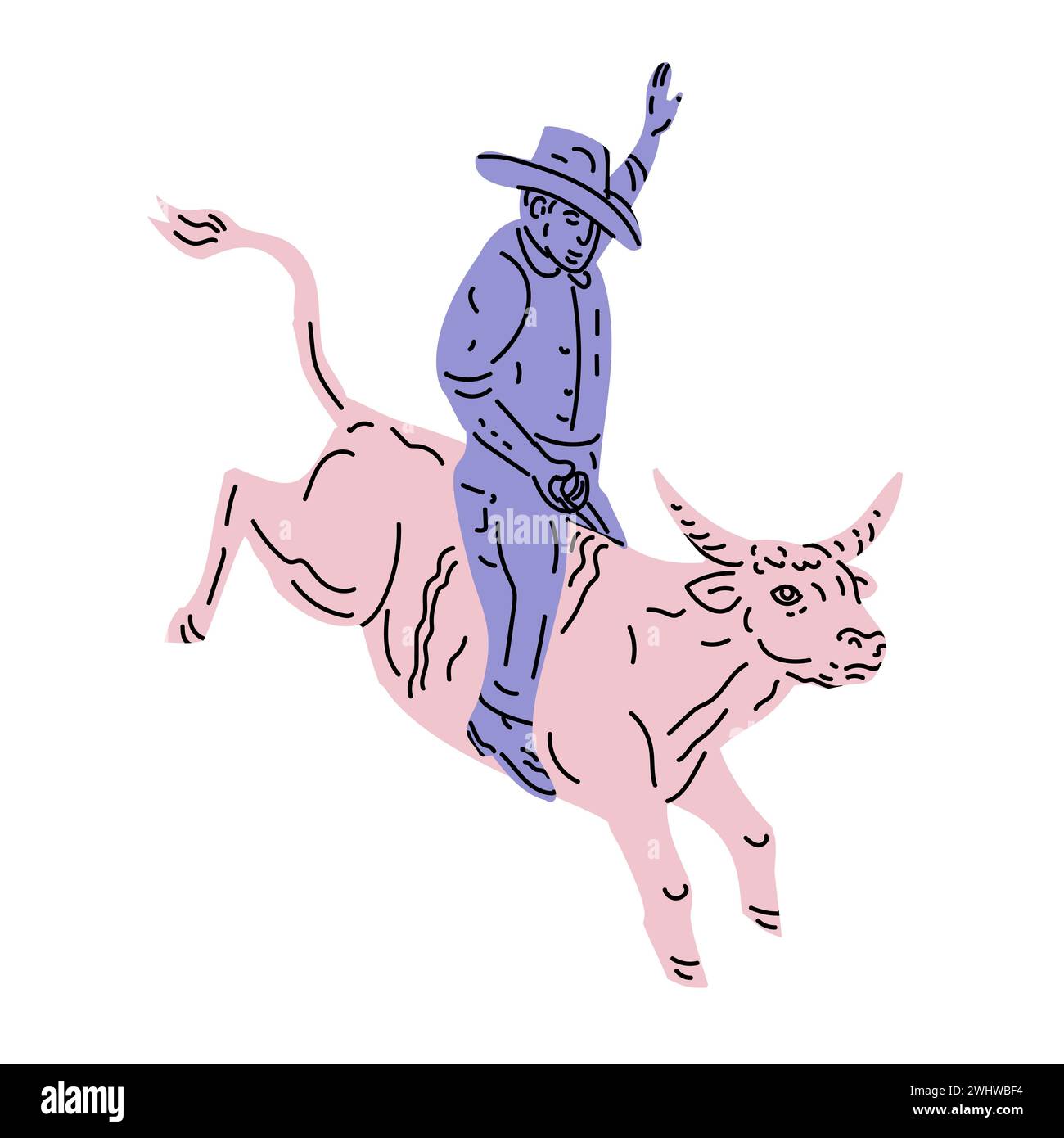 Bull riding drawing hi-res stock photography and images - Alamy