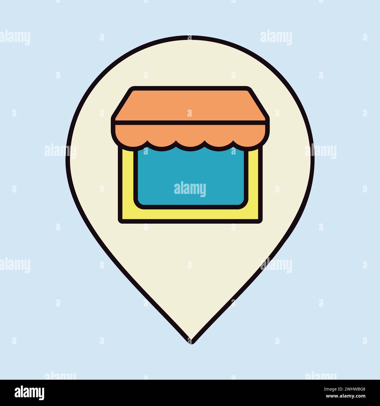 Supermarket store front pin map icon. E-commerce sign. Graph symbol for ...