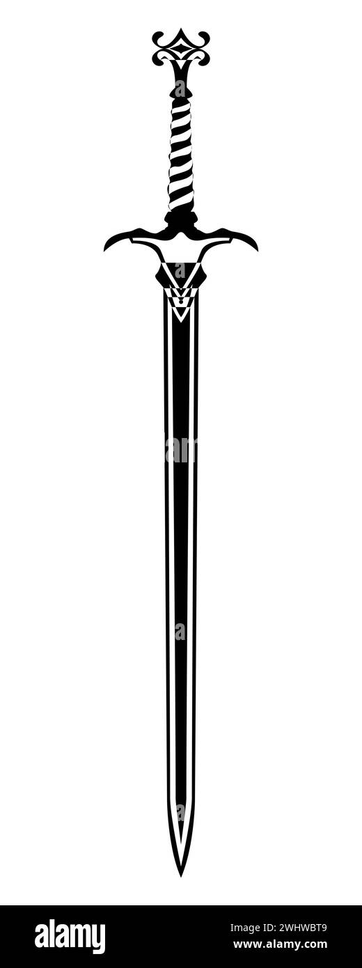 Sword outline. Ancient Longsword. Saber. Blade Tattoo. Vector ...