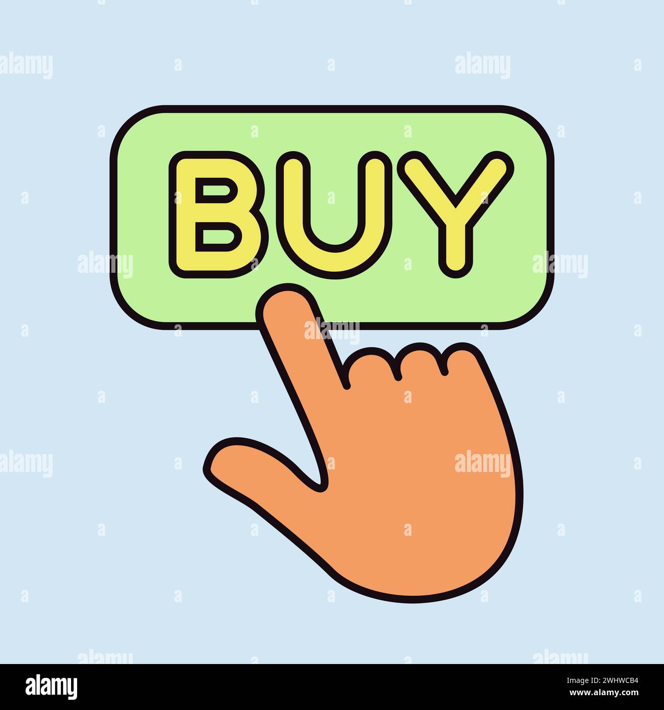 Finger pointing to buy sign flat icon. E-commerce sign. Graph symbol ...