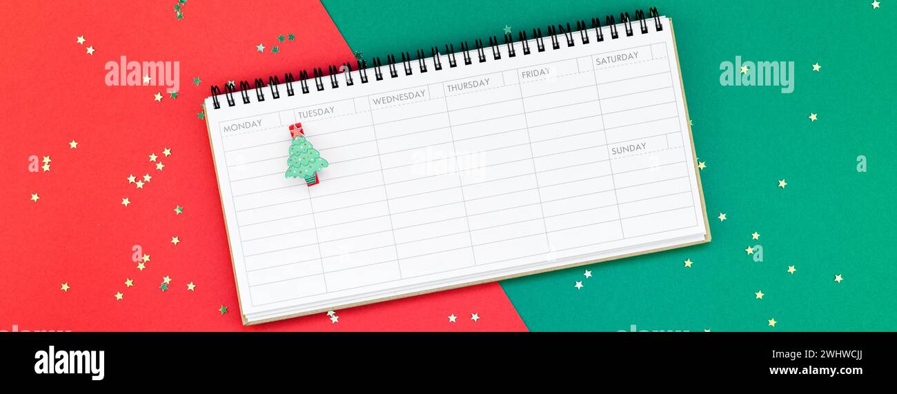 New Year or Christmas timetable planner mockup Stock Photo - Alamy