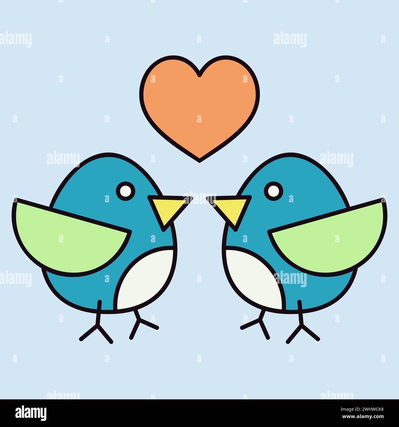 Love birds icon. Couple in love symbol. Valentine day. Vector ...