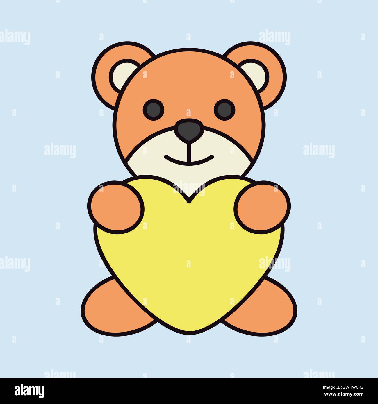 Teddy holding in the paws of big heart icon. Valentine day symbol ...