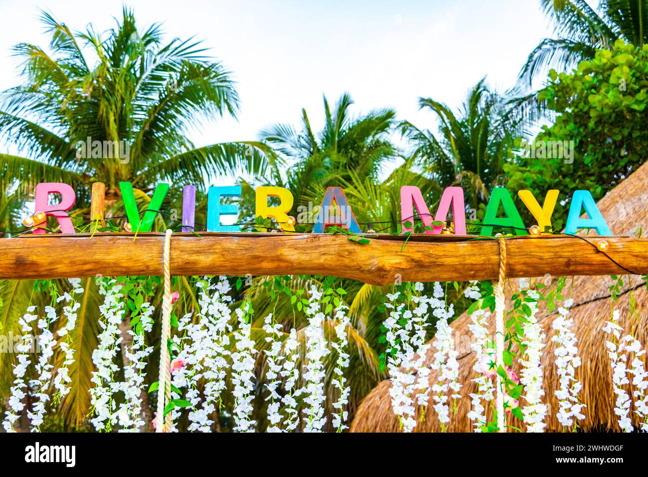 Playa del Carmen Mexico 14. August 2023 Colorful Riviera Maya lettering ...