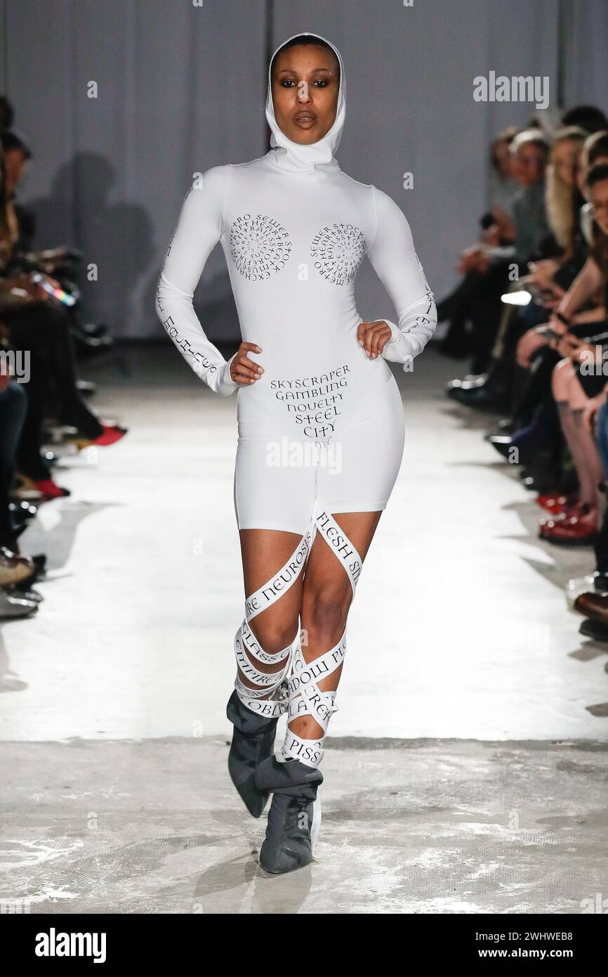 New York, USA. 08th Feb, 2024. A model walks on the runway at the Women ...