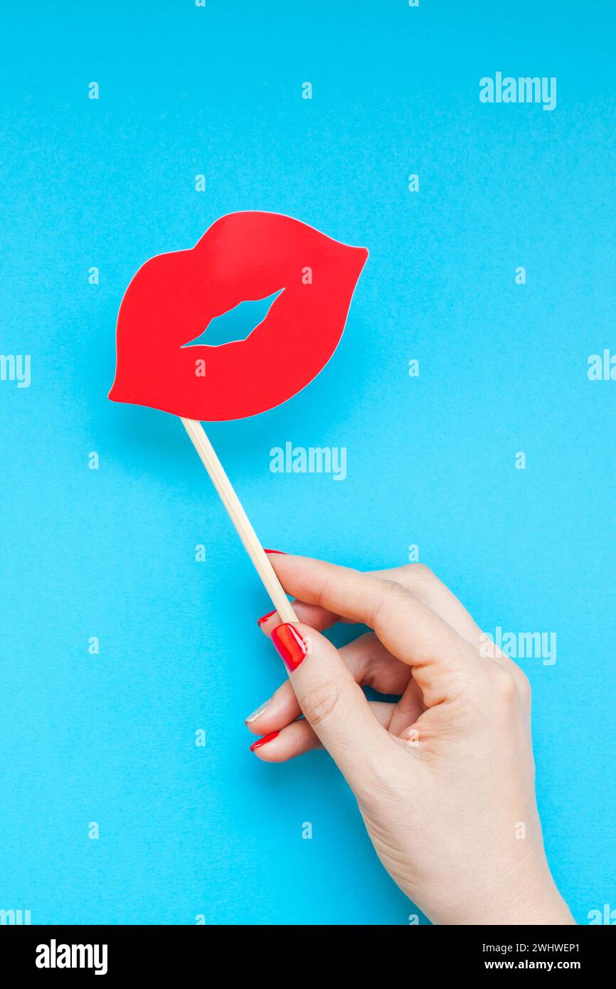 Red paper photo booth props female lips Stock Photo - Alamy