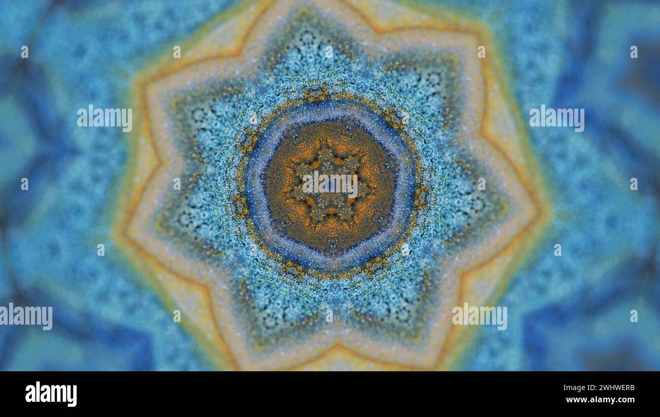 Kaleidoscope background paint mix yellow blue Stock Photo - Alamy