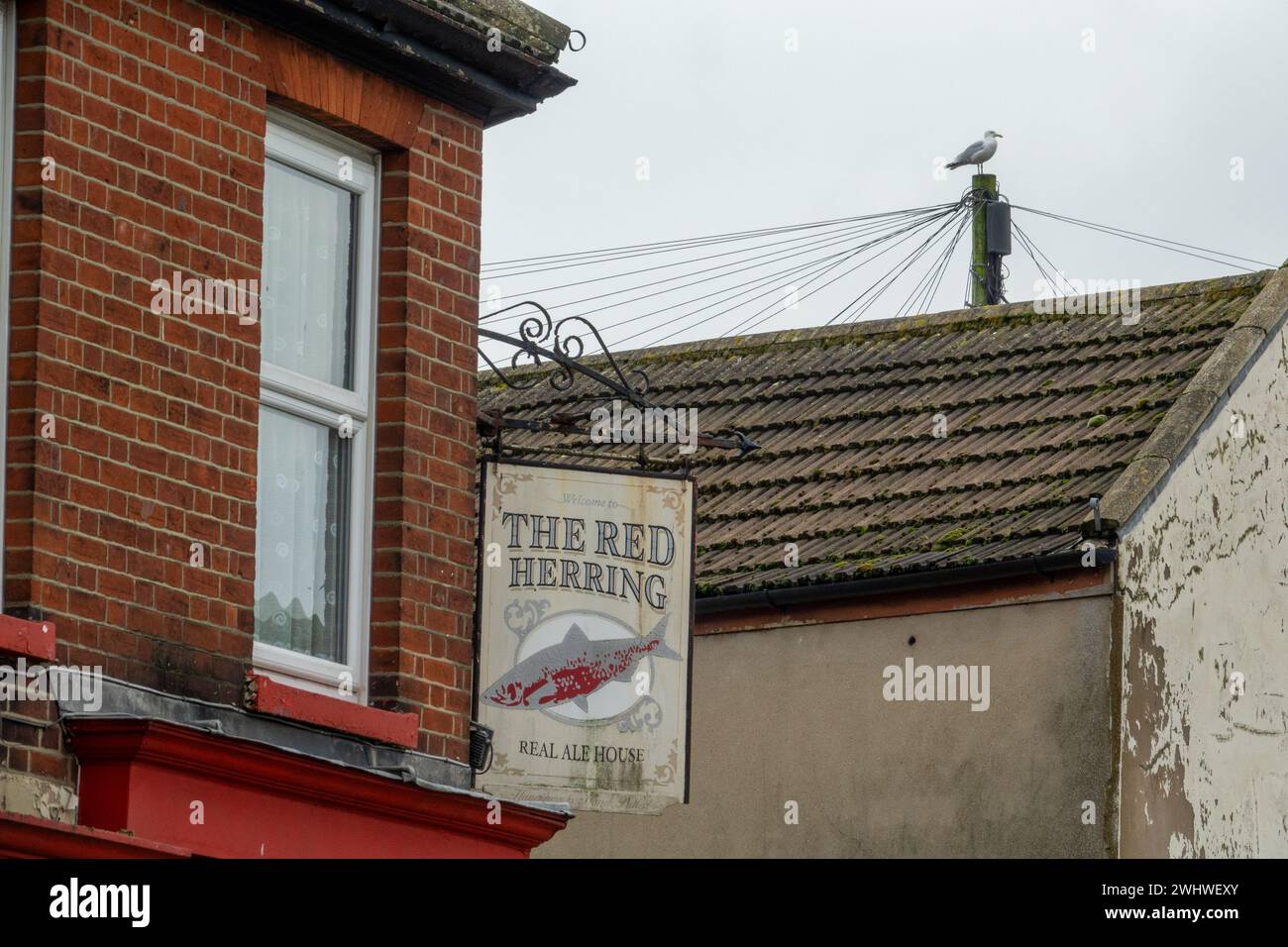 The Red Herring, Pud Sign Stock Photo - Alamy