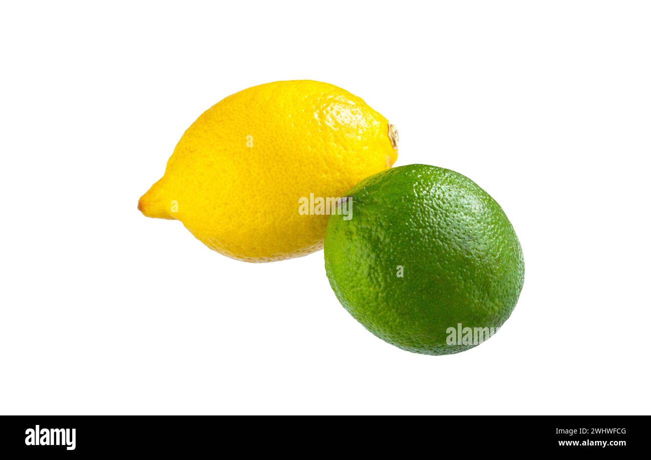 Lemon, Lime close-up isolated on white background. Citrus fruit Stock ...