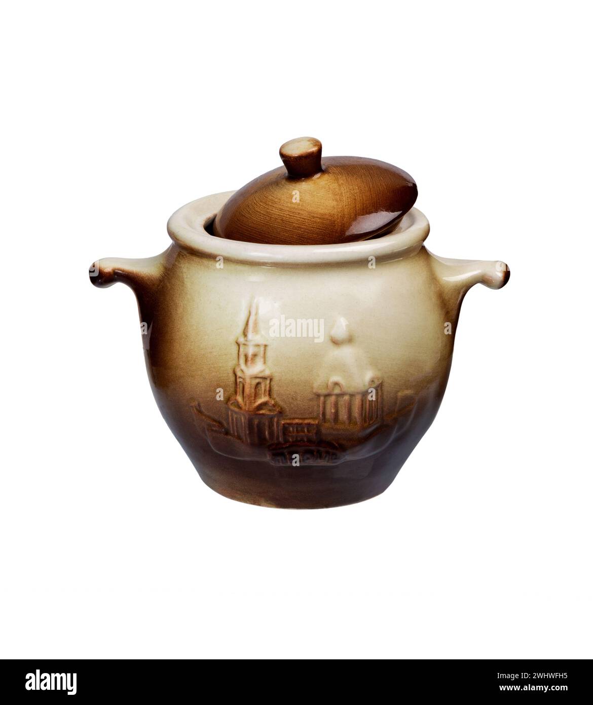 Cooking pot . Ceramic cooking kitchen pot with cover isolated on white ...