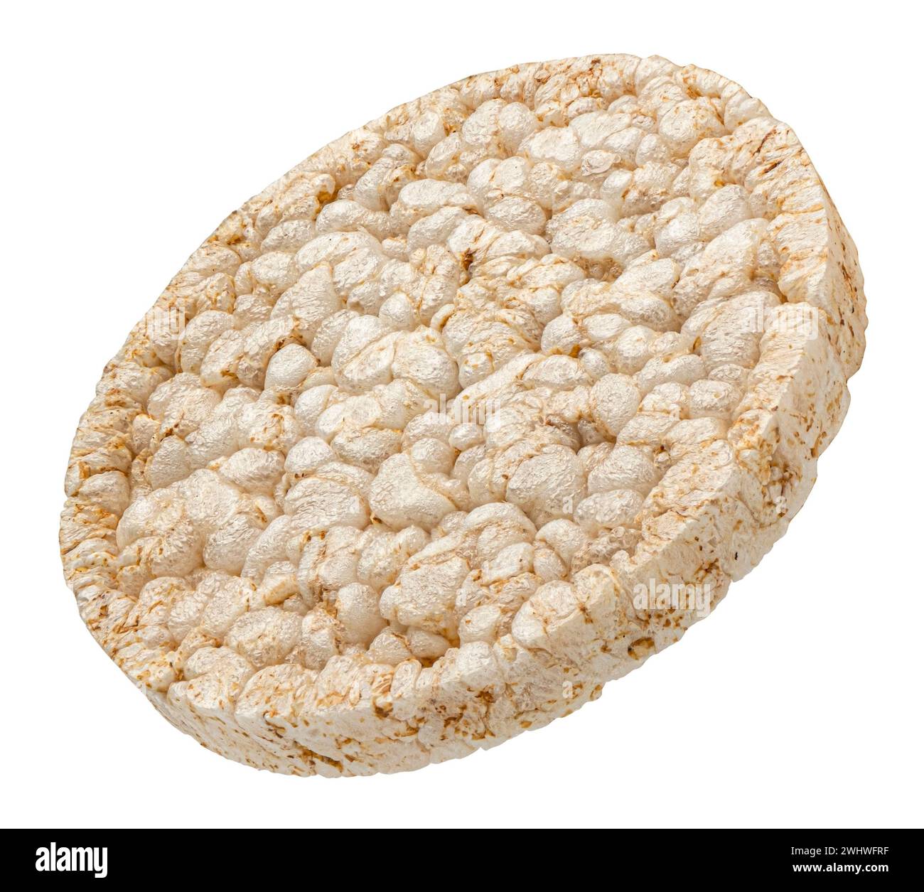 Puffed rice cake isolated on white background, full depth of field ...