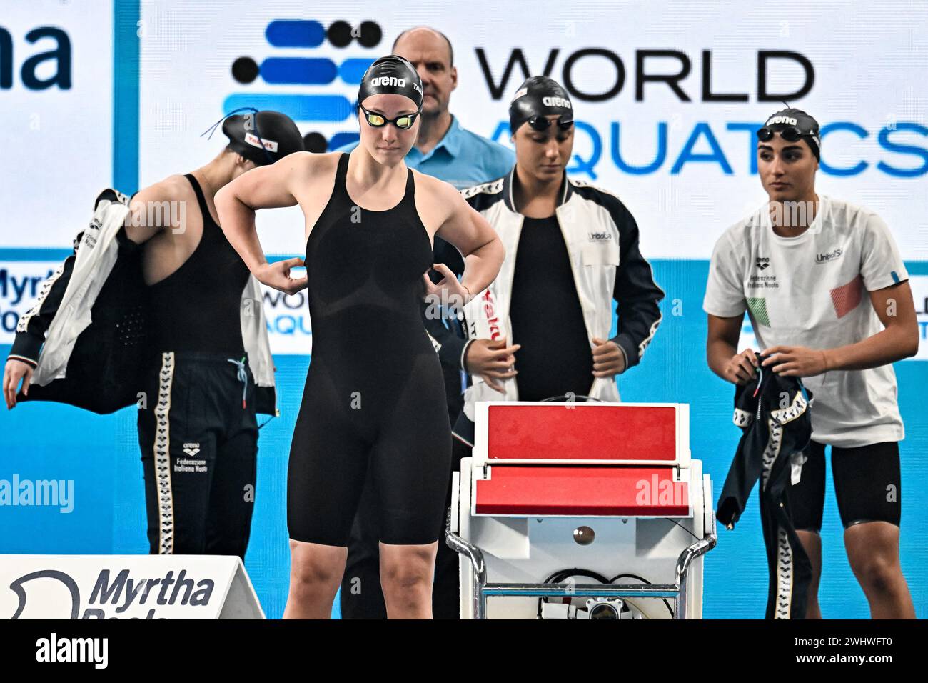 Doha, Qatar. 11th Feb, 2024. Athletes of team Italy prepare to compete ...