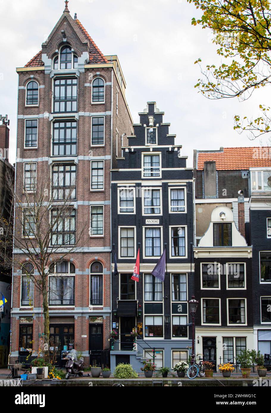 Amsterdam, Netherlands, Nov 20, 2022. View of traditional buildings in ...