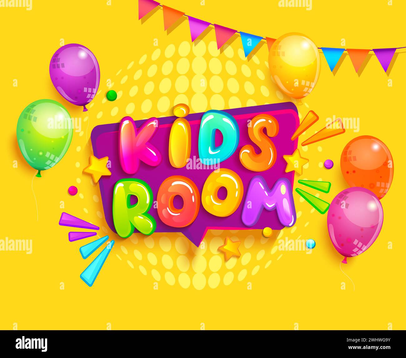 Kids room banner with balloons,flags on a rope Stock Vector Image & Art ...
