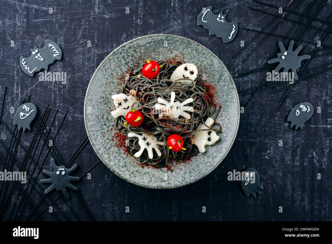 Traditional halloween octopus spaghetti with dracula spiders hi-res ...