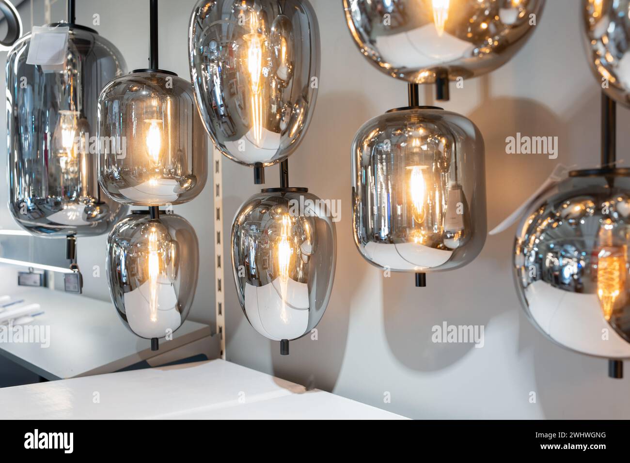 Beautiful and cosy luxury light lamp. Soft focus. Vintage tungsten ...