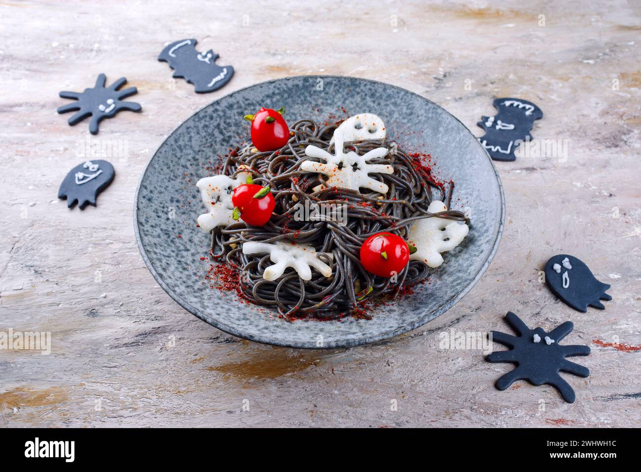 Traditional halloween octopus spaghetti with dracula spiders hi-res ...