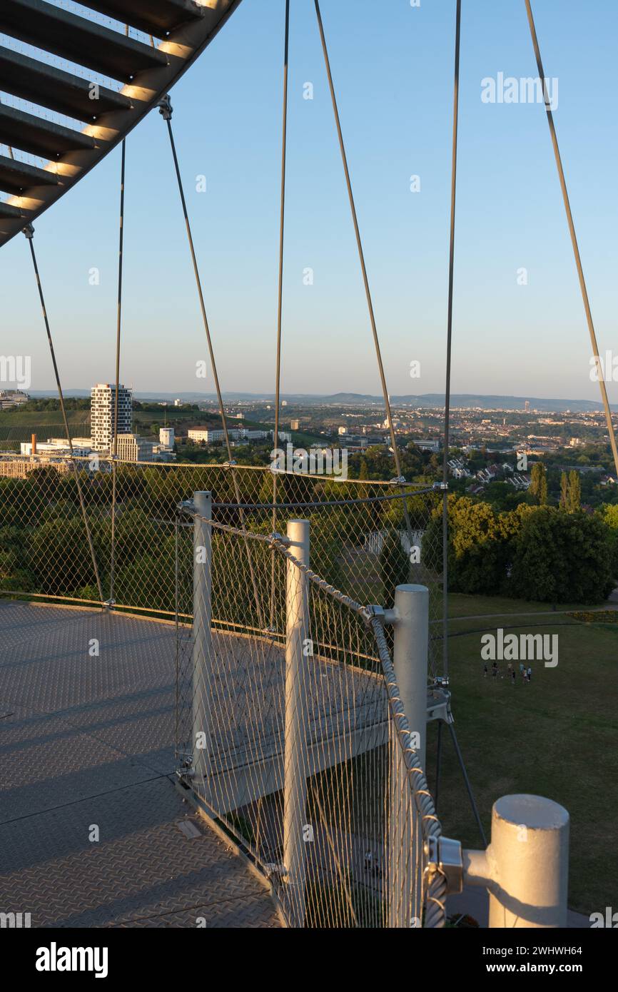 An observation tower in the park, a landmark of Stuttgart, Germany. A ...