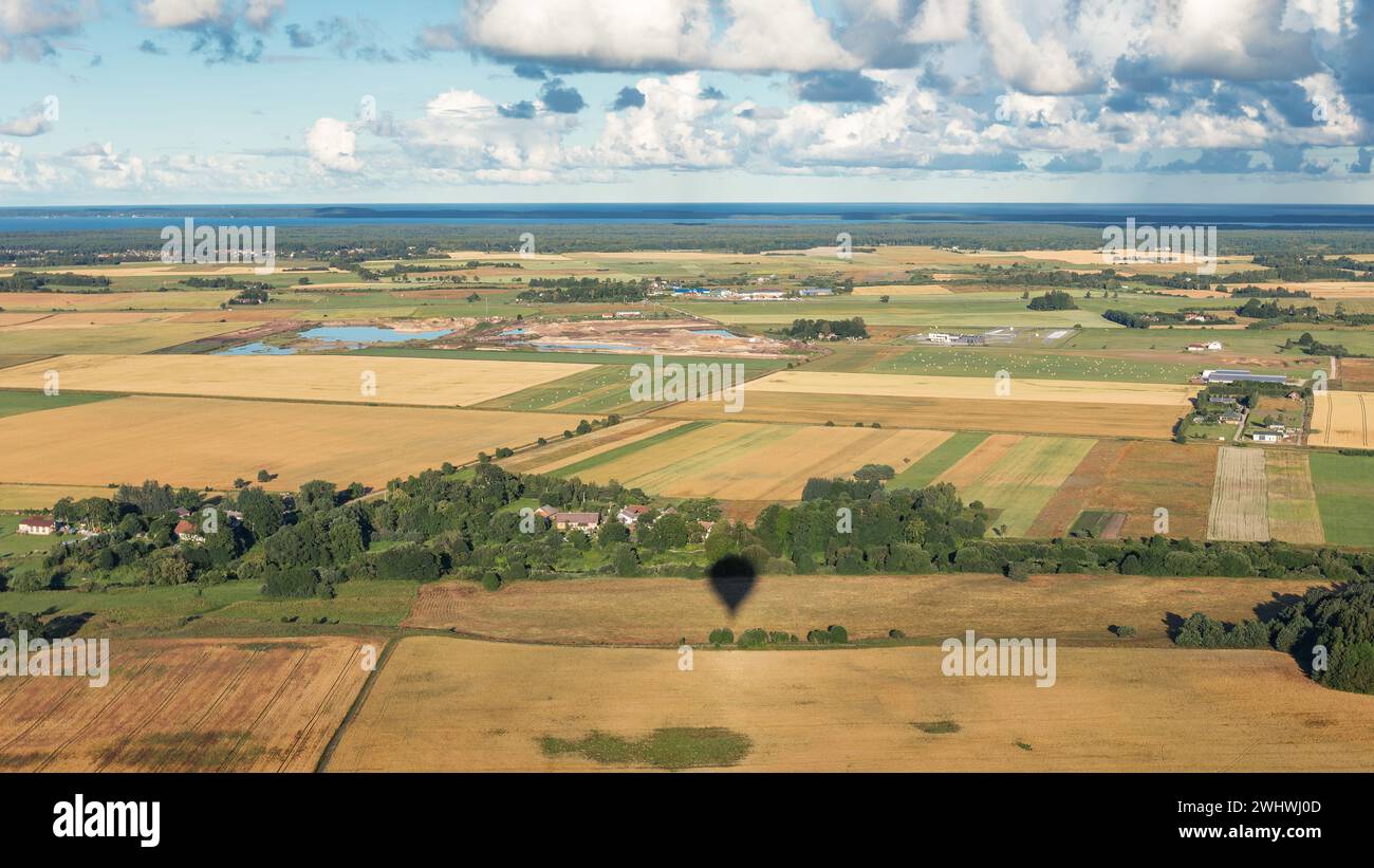 Lithuanian farm landscape from above, view from a hot air balloon Stock ...