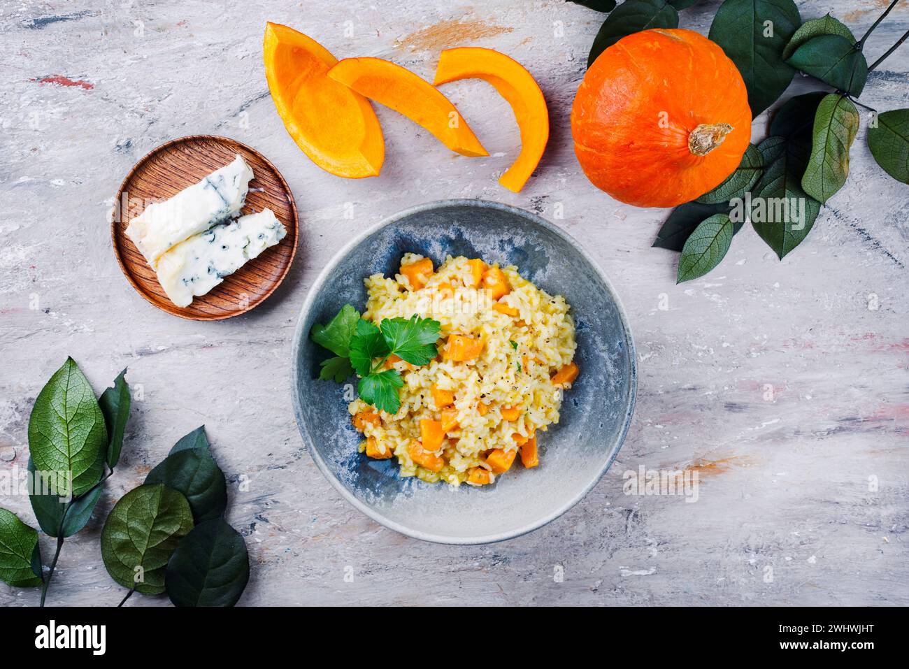 Traditional Italian risotto with Hokkaido pumpkin and gorgonzola soft ...