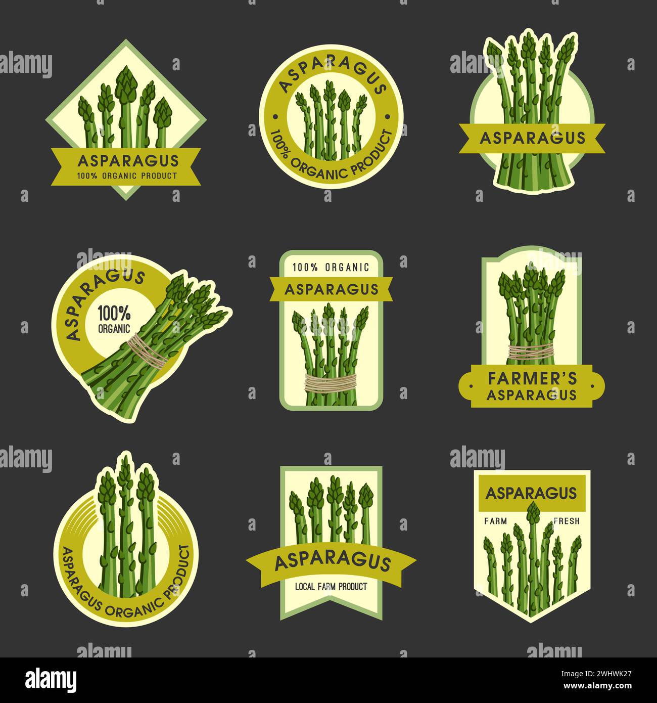 Asparagus label. Design badges for natural organic food recent vector ...