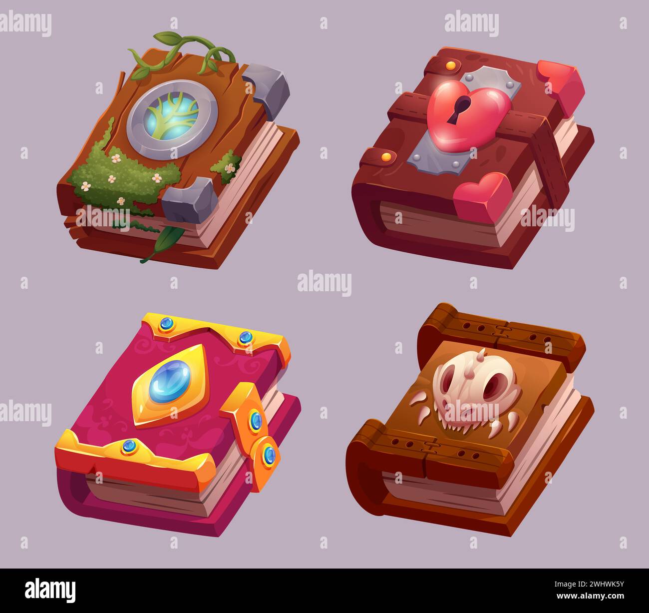 Magic book. Cartoon spell diary for wizards or magician game fairy tale ...