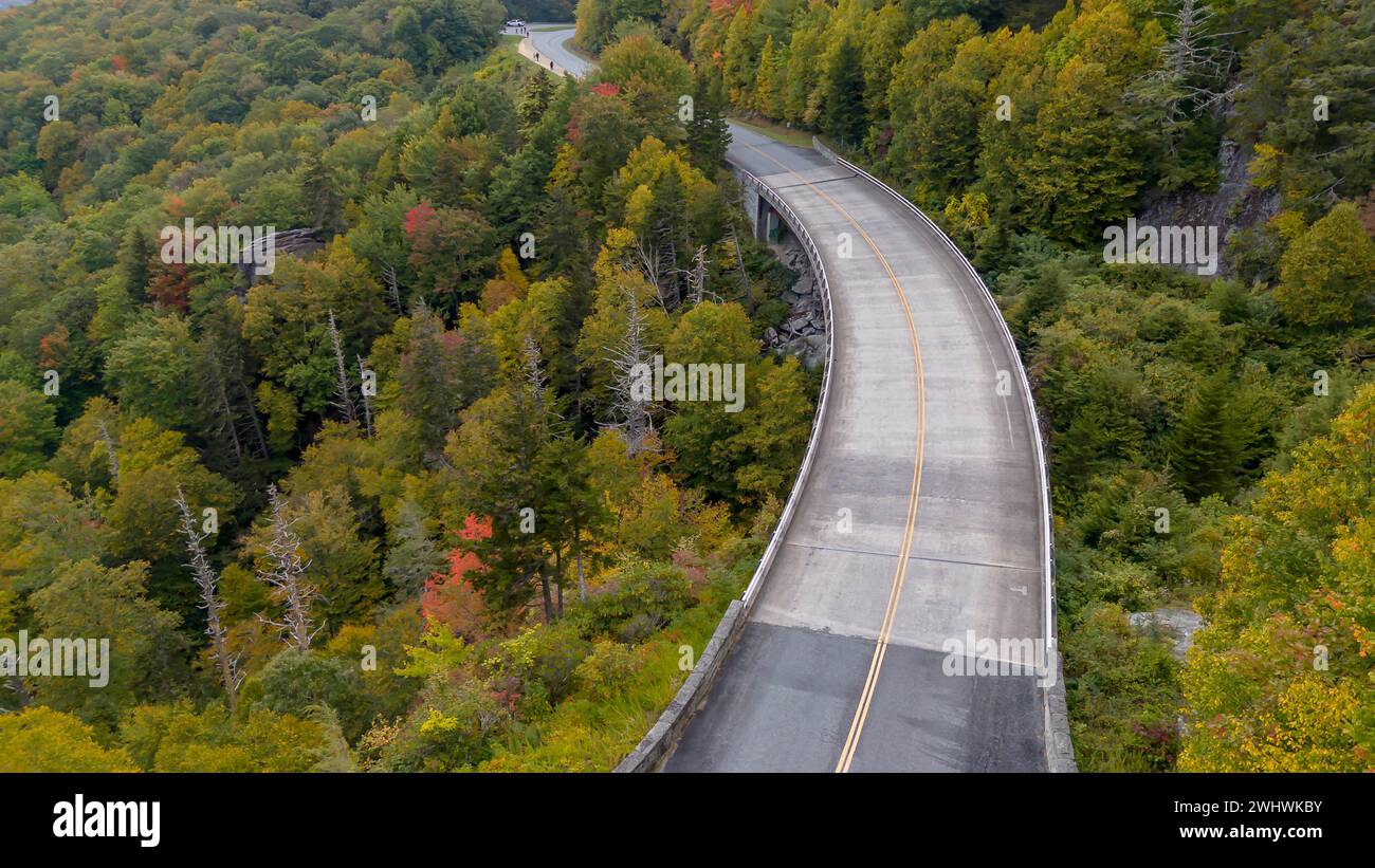 Aerial View Of Linn Cove Viaduct On The Blue Ridge Parkway Stock Photo ...
