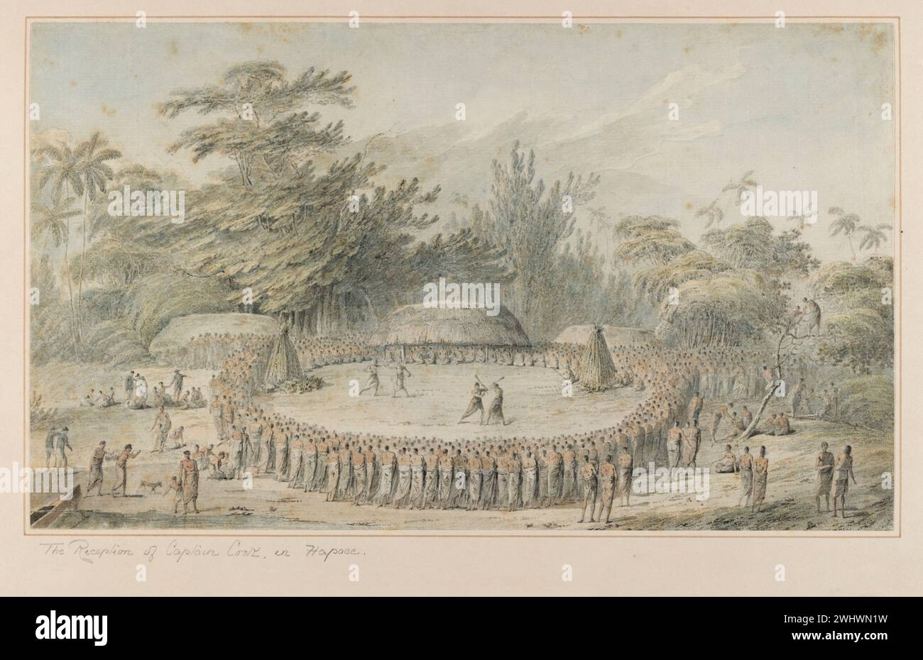 "The Reception of Captain Cook in Hapaee". From “Watercolours ...