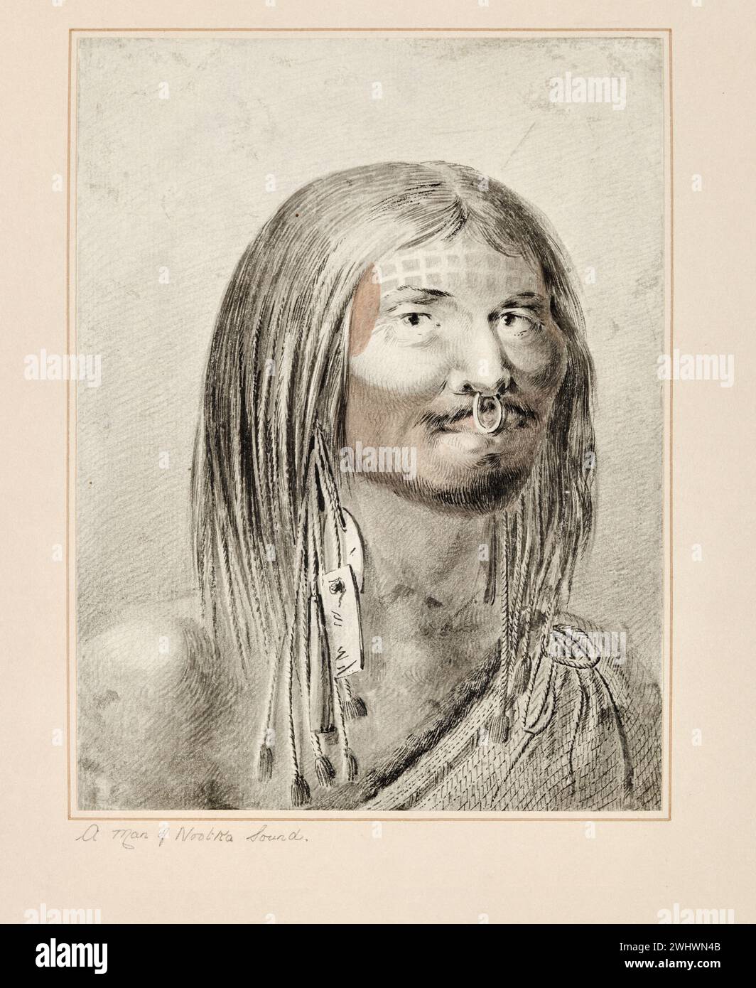 " A Man of Nootka Sound ". From “Watercolours illustrating Captain Cook ...