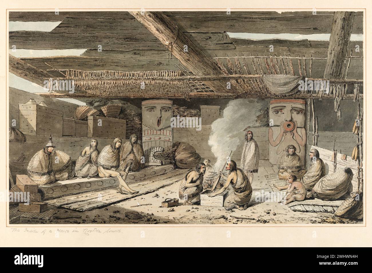 " The Inside of a House in Nootka Sound". Inside the home of west coast ...