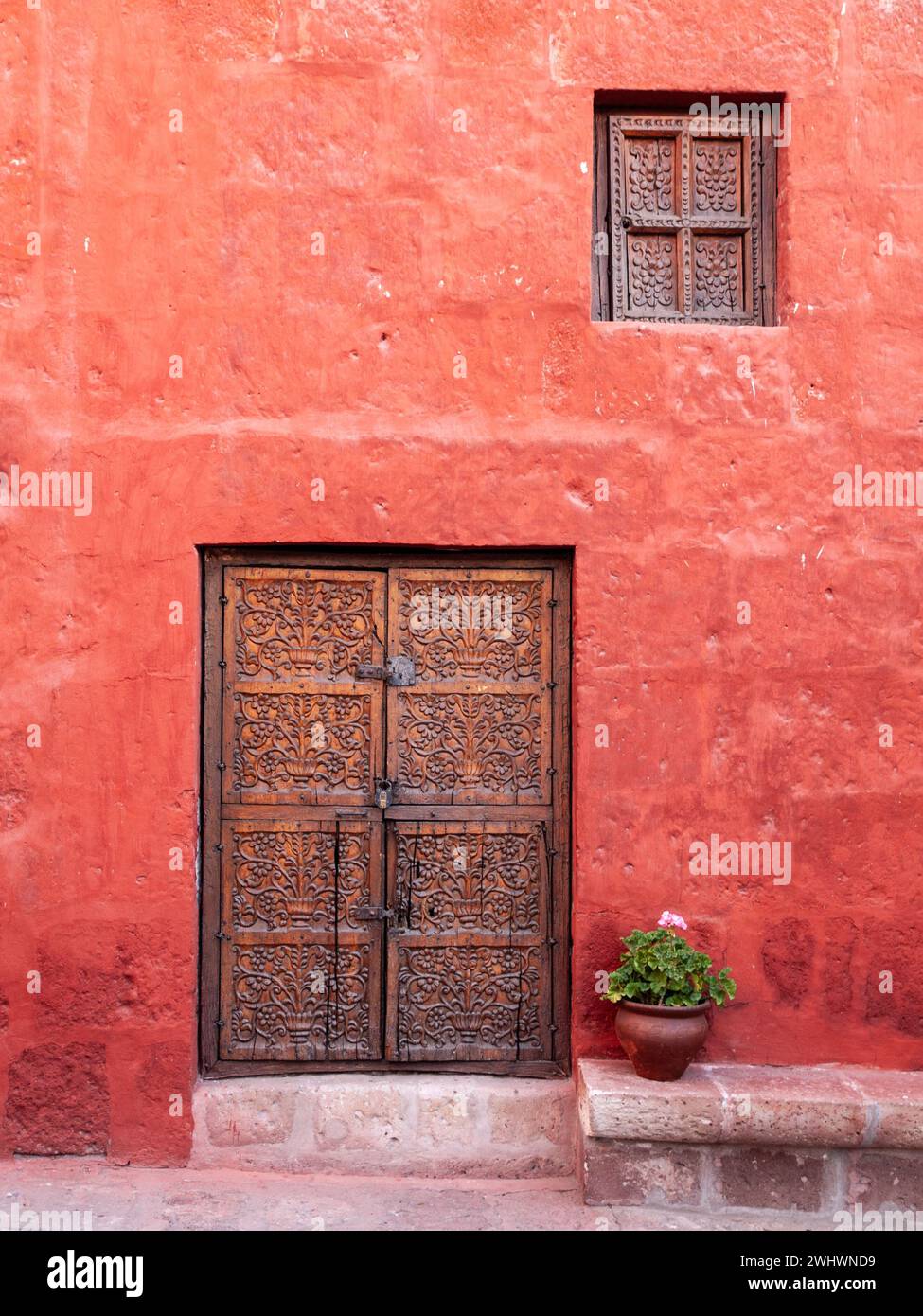 Colorful houses inside the Convent of Santa Catalina in the town of ...