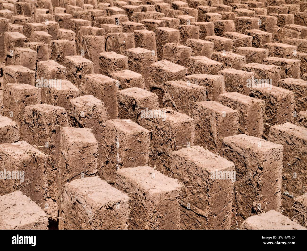Bricks made of adobe, invented by ancient civilizations, for the ...