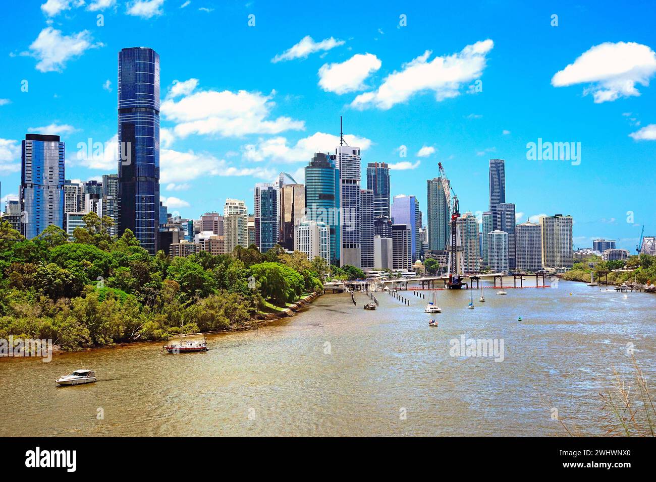 Brisbane City Skyline on the Brisbane River Australia Queensland Stock ...