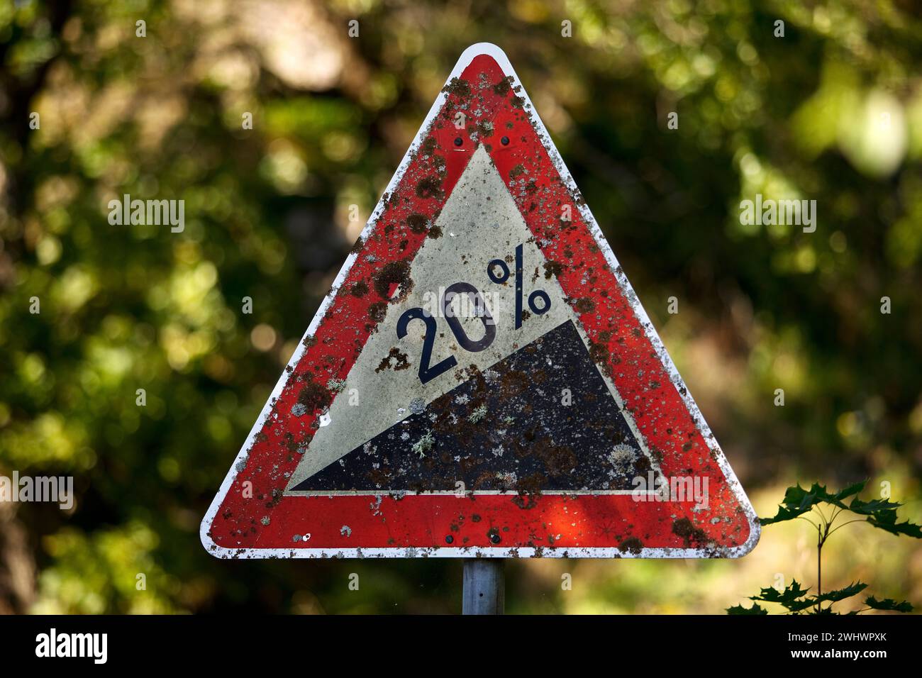 Traffic sign warning 20 percent gradient, traffic sign 110, Traben ...