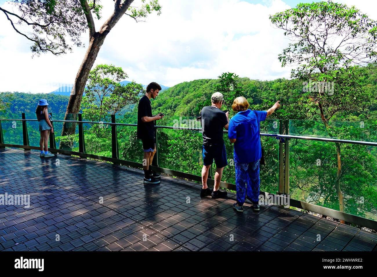 View of the Barron River Gorge Skyrail Rainforest Cableway in the ...