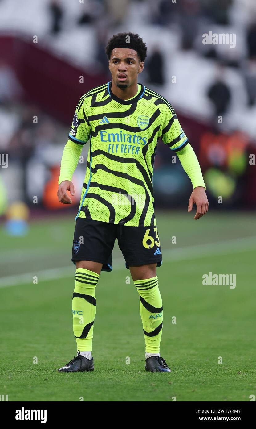 London, England, 11th February 2024. Ethan Nwaneri of Arsenal during ...