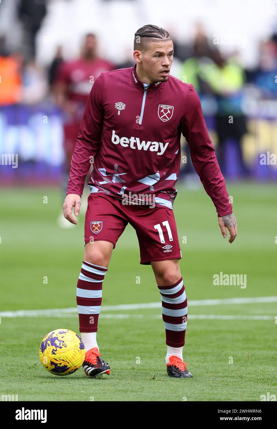 London, UK. 11th Feb, 2024. Kalvin Phillips of West Ham United during ...