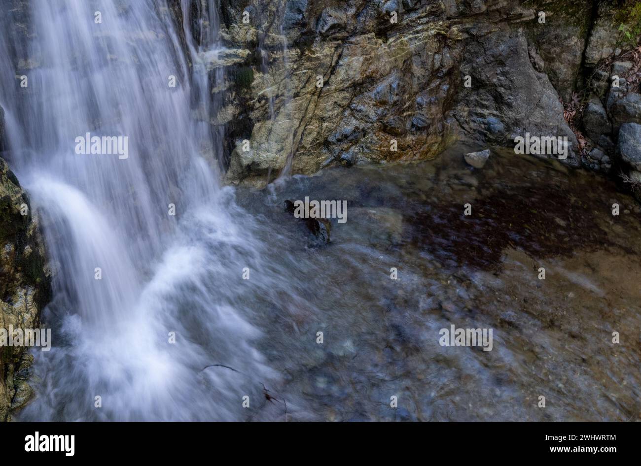Water flowing on a rocky cliff. Waterfall in nature Stock Photo - Alamy