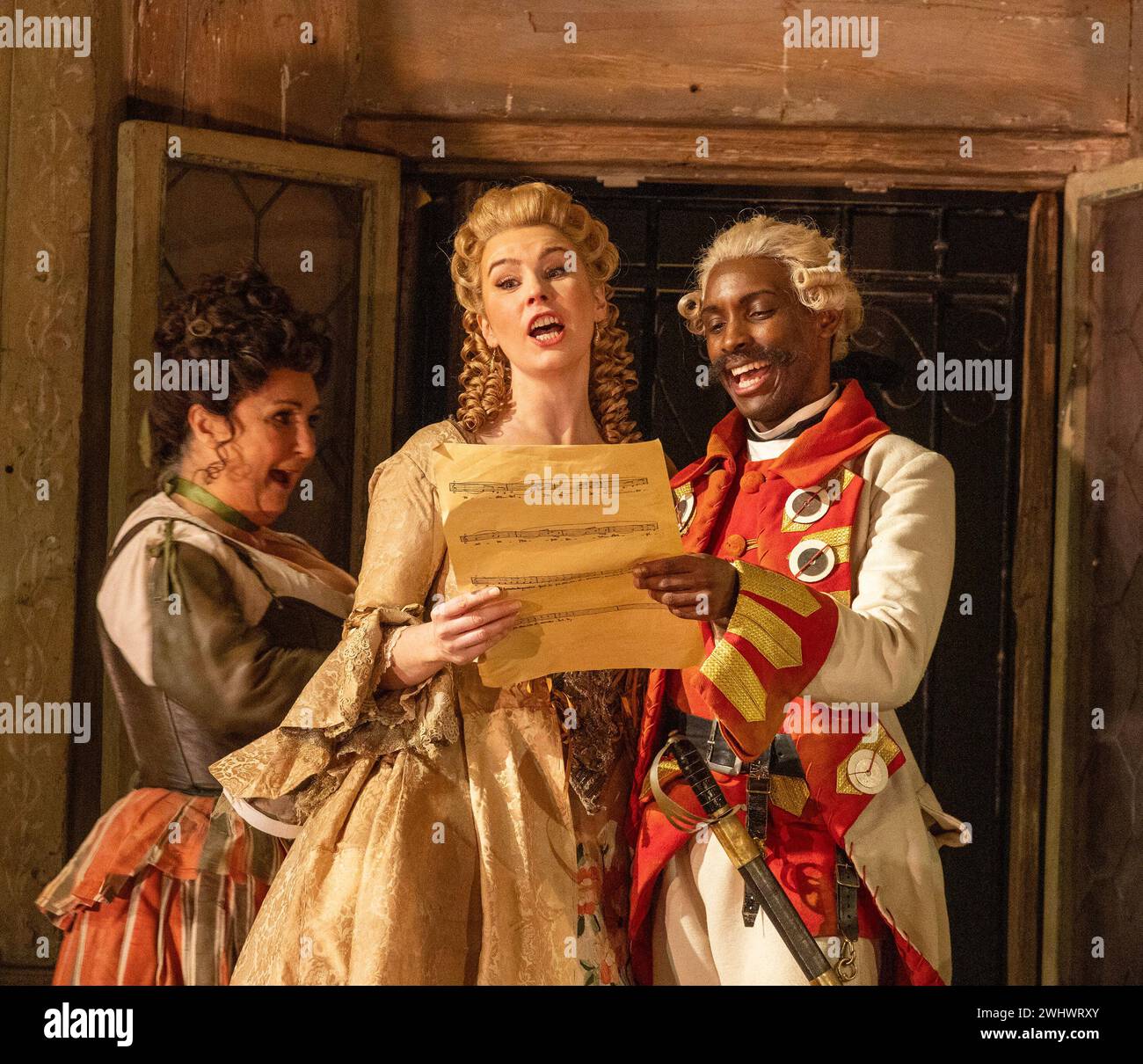 l-r: Lesley Garrett (Berta), Anna Devin (Rosina), Innocent Masuku ...