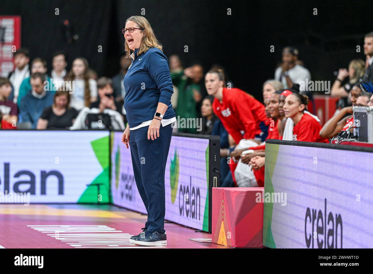 Antwerp, Belgium. 11th Feb, 2024. Cheryl Ann Reeve, head coach of USA ...