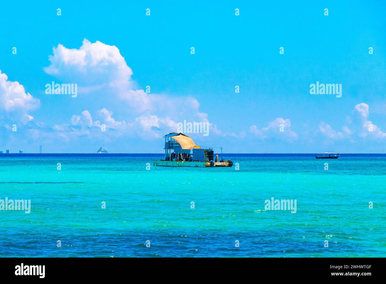 Boat yacht catamaran ship ferry jetty pier and harbor at the tropical ...