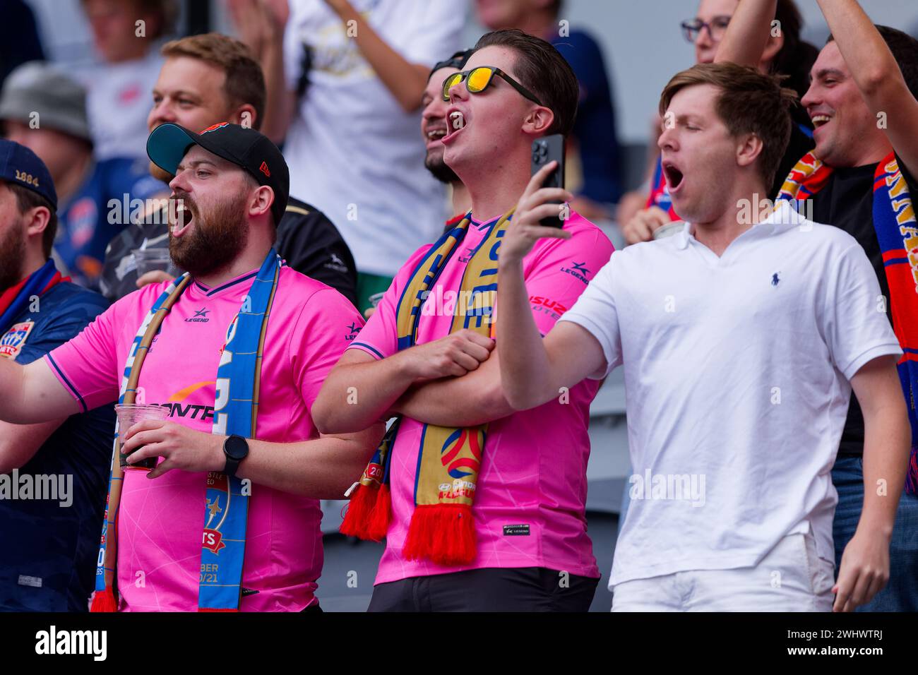 Sydney, Australia. 11th Feb, 2024. Newcastle Jets fans show their ...