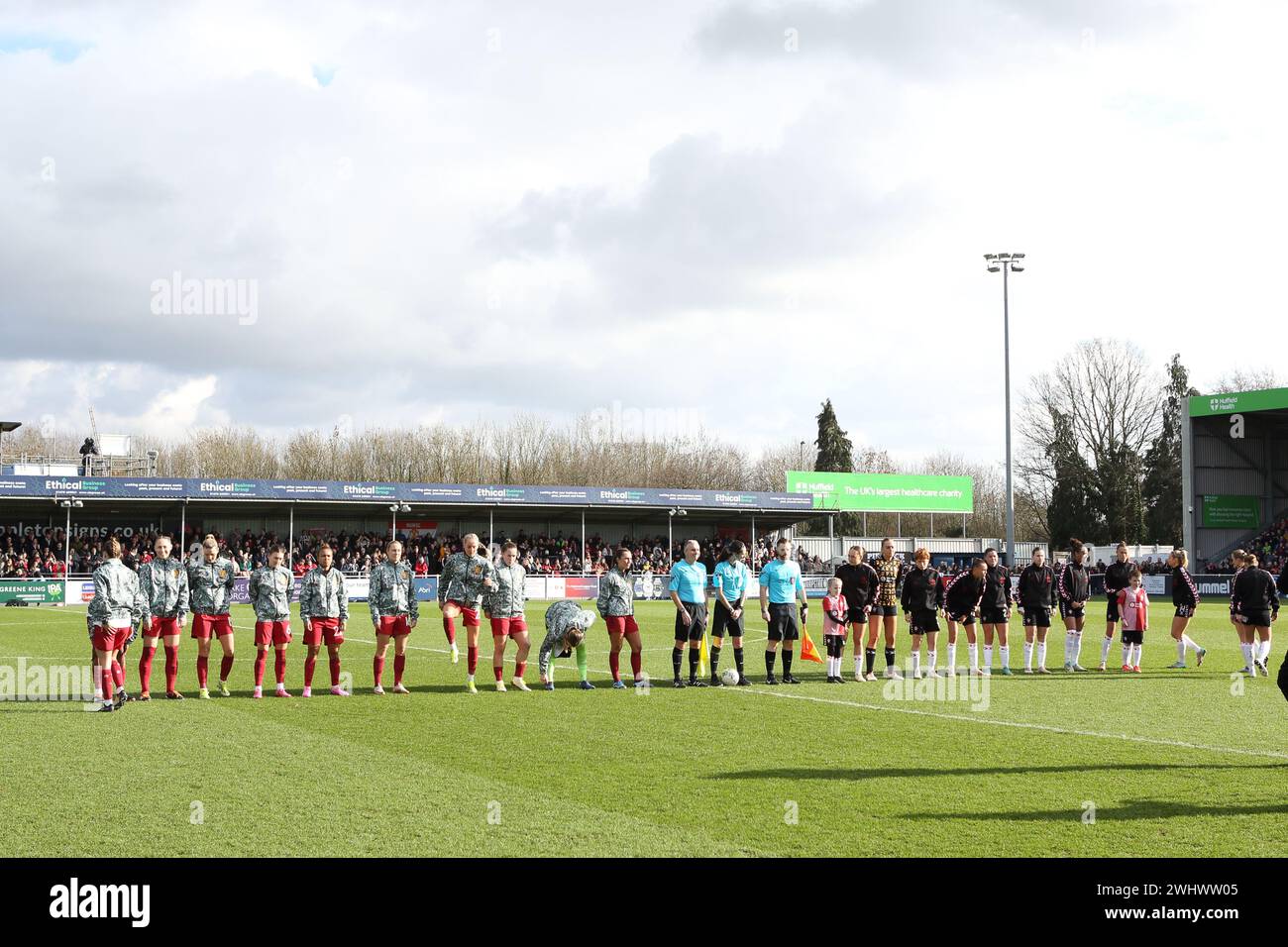 Teams line up for respect handshakes Southampton FC Women v Manchester ...