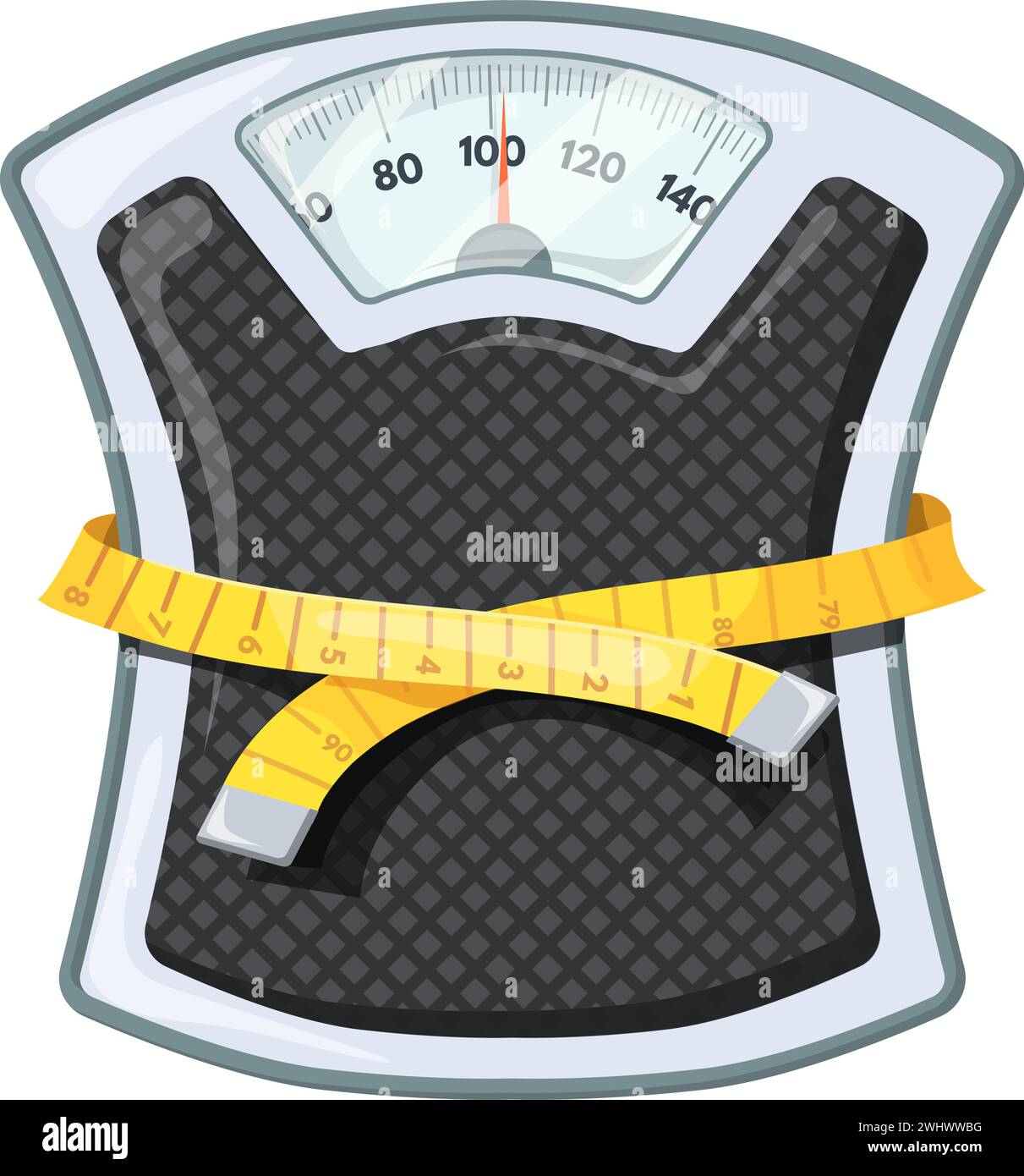 Bathroom scale tape measure. Diet scales concept, mechanical weight ...